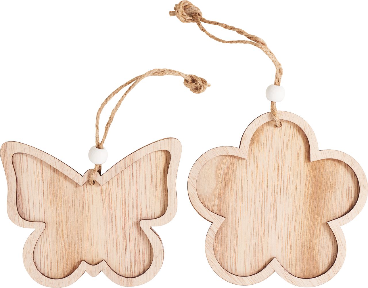 VBS Wooden decoration pendant with frame "Flower and butterfly", set of ...